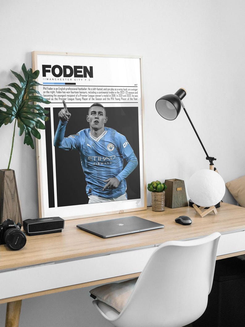 Phil Foden Poster Manchester City FC Football Wall Art Digital Download ...