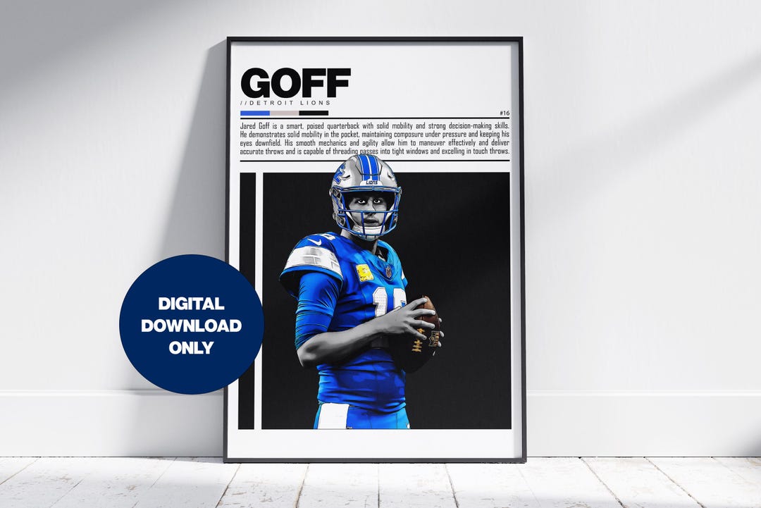 Jared Goff Digital Poster – Football Sports Wall Art, NFL Bedroom or ...