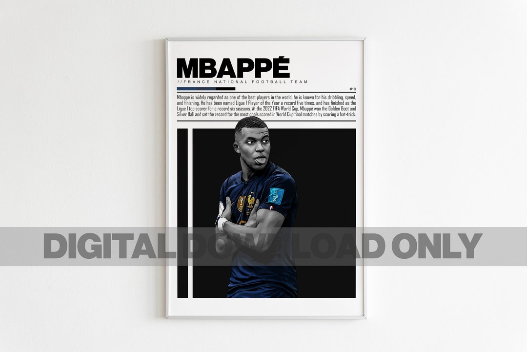 Kylian Mbappe Digital Poster – Football Sports Wall Art, France FC ...