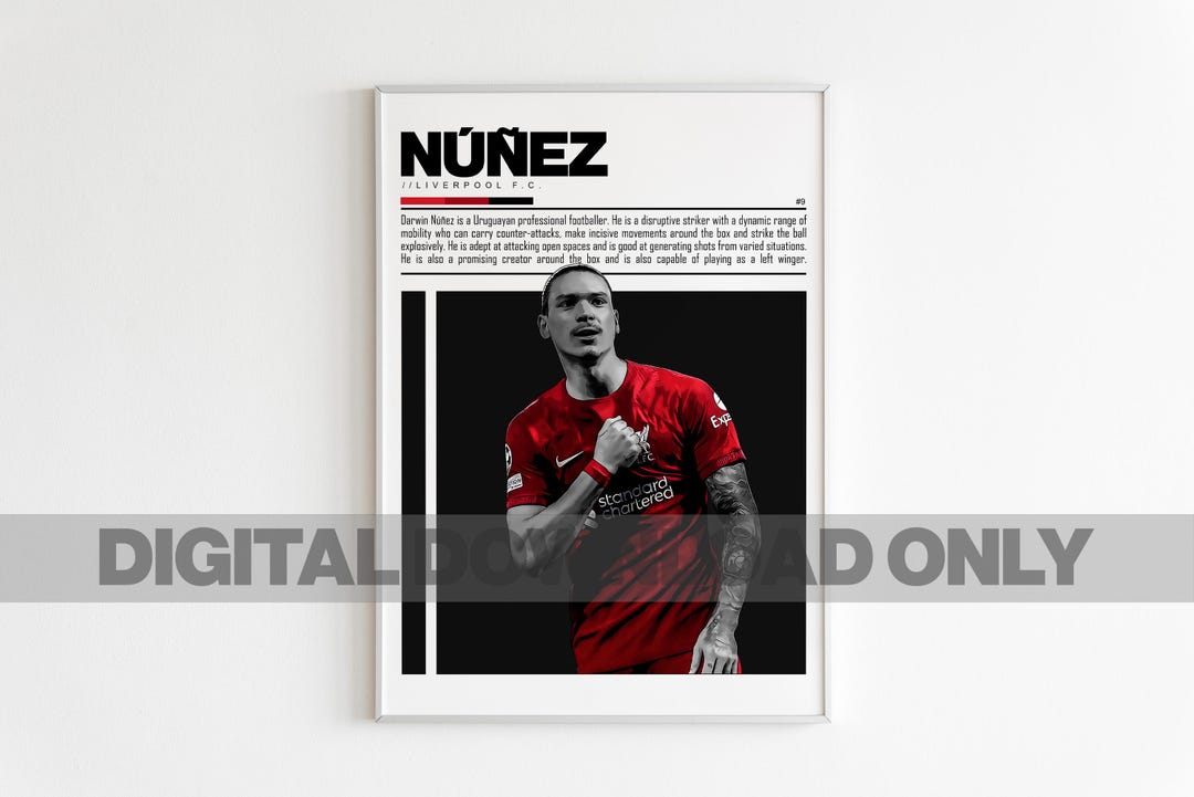 Darwin Núñez Digital Poster – Football Sports Wall Art, Liverpool ...