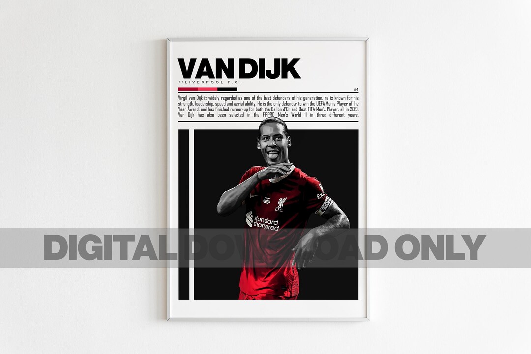Virgil Van Dijk Digital Poster – Football Sports Wall Art, Liverpool ...