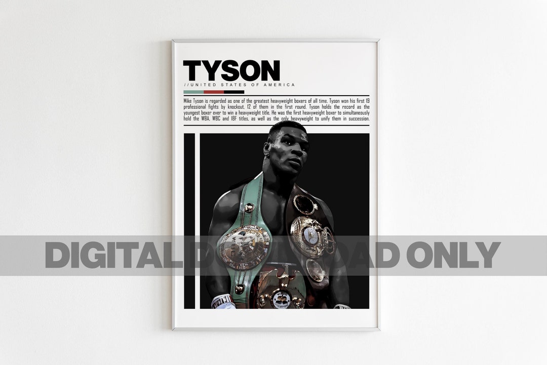 Mike Tyson Digital Poster – Boxing Sports Wall Art, Boxing Bedroom or ...