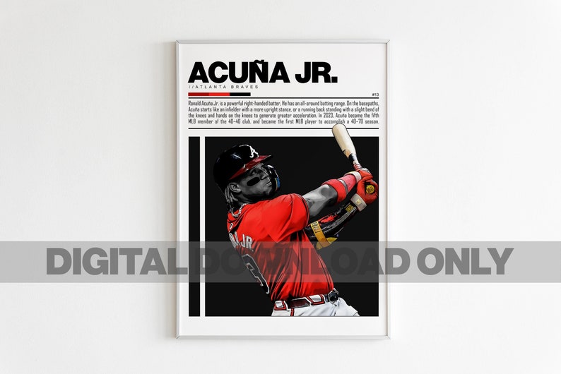 Ronald Acuna Jr Digital Poster – Baseball Sports Wall Art, MLB Bedroom ...
