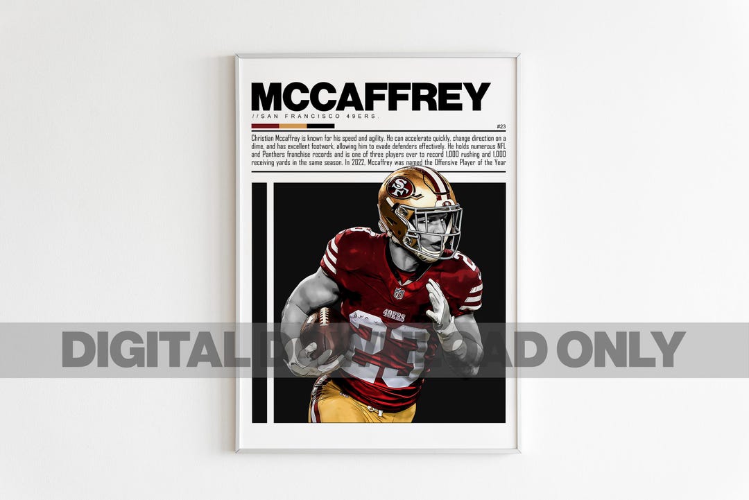 Christian Mccaffrey Digital Poster for Sports Fan Wall Art for Football ...