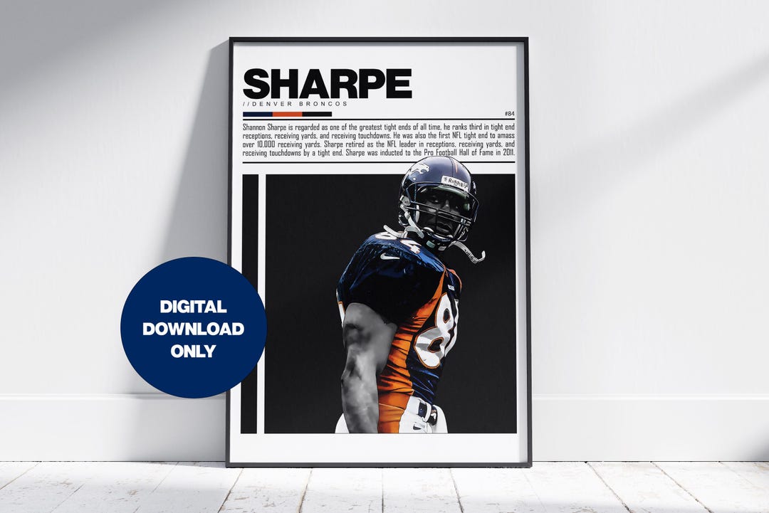 Shannon Sharpe Poster Denver Broncos Football Wall Art Digital Download ...