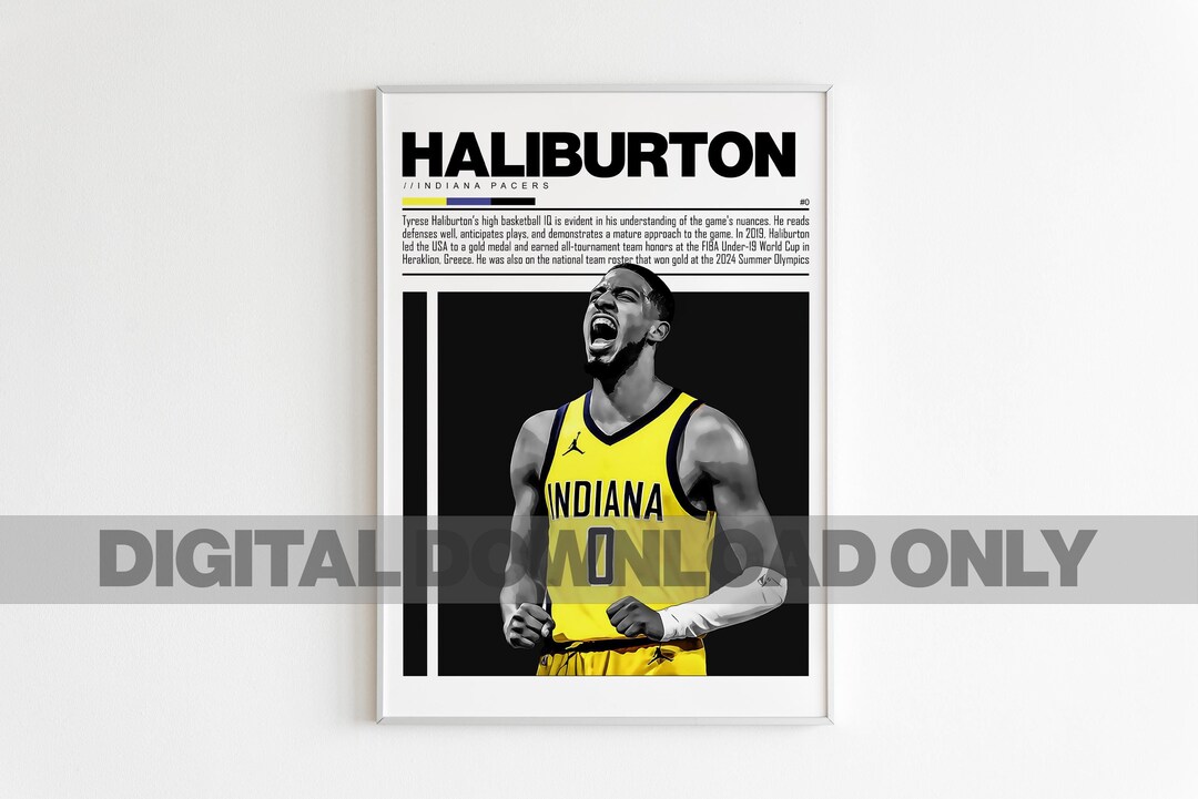 Tyrese Haliburton Basketball Poster: Modern Sports Fan Wall Art ...