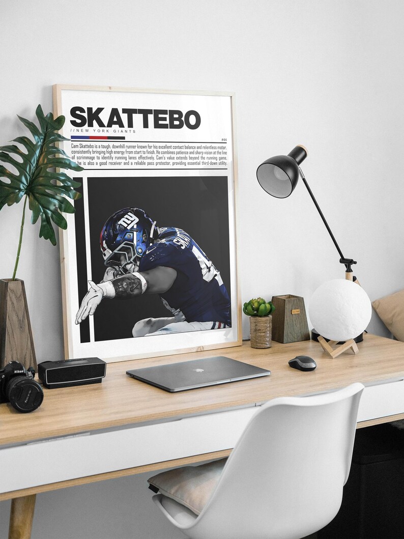 Cam Skattebo Poster New York Giants Football Wall Art Digital Download ...