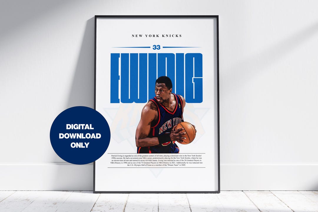 Patrick Ewing Digital Poster for Sports Fan Wall Art for Basketball Fans Modern Sports Decor for ...