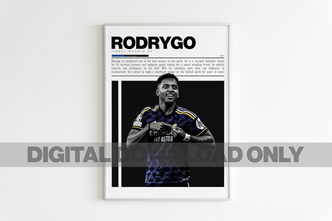 Rodrygo Digital Poster – Football Sports Wall Art, Real Madrid Bedroom ...