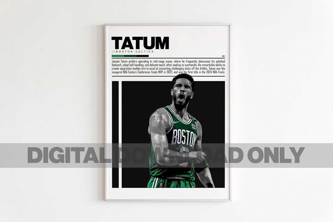 Jayson Tatum Poster Boston Celtics Basketball Wall Art Digital Download ...