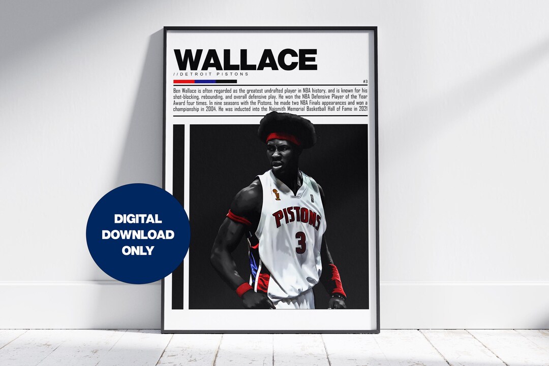 Ben Wallace Poster Detroit Pistons Basketball Wall Art Digital Download ...