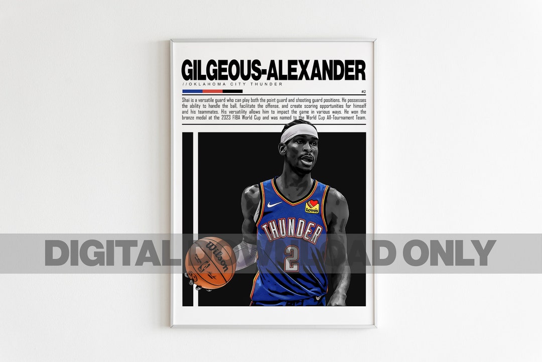 Shai Gilgeous Alexander Digital Poster – Basketball Sports Wall Art ...