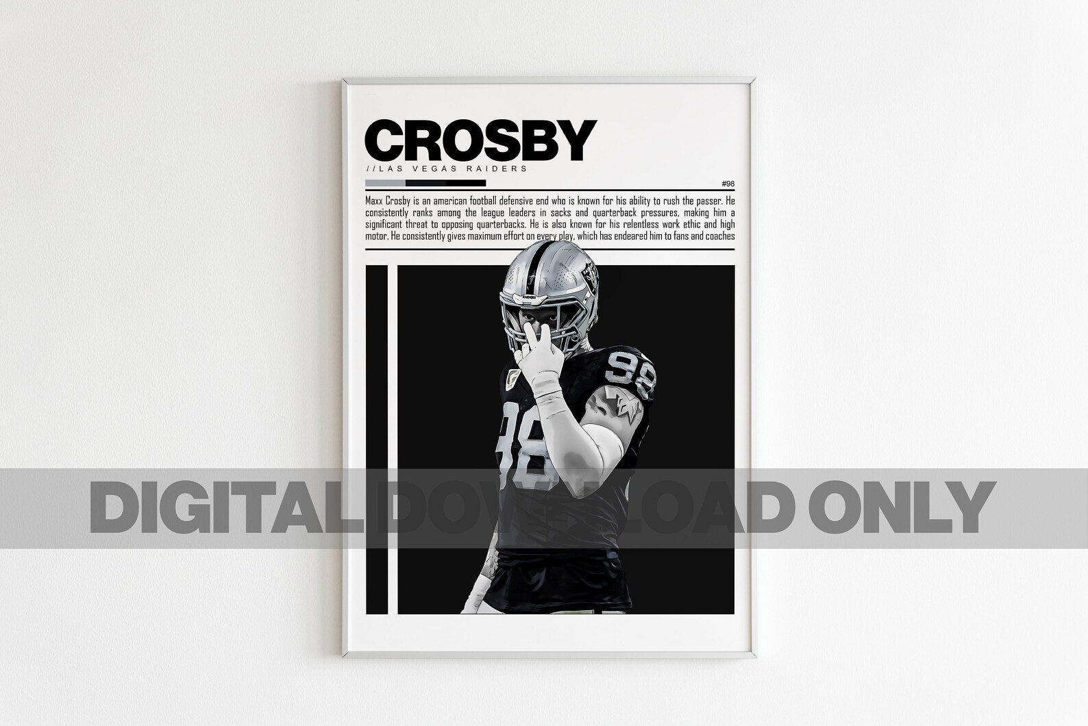 Max Crosby Digital Poster – Football Sports Wall Art, NFL Bedroom or ...