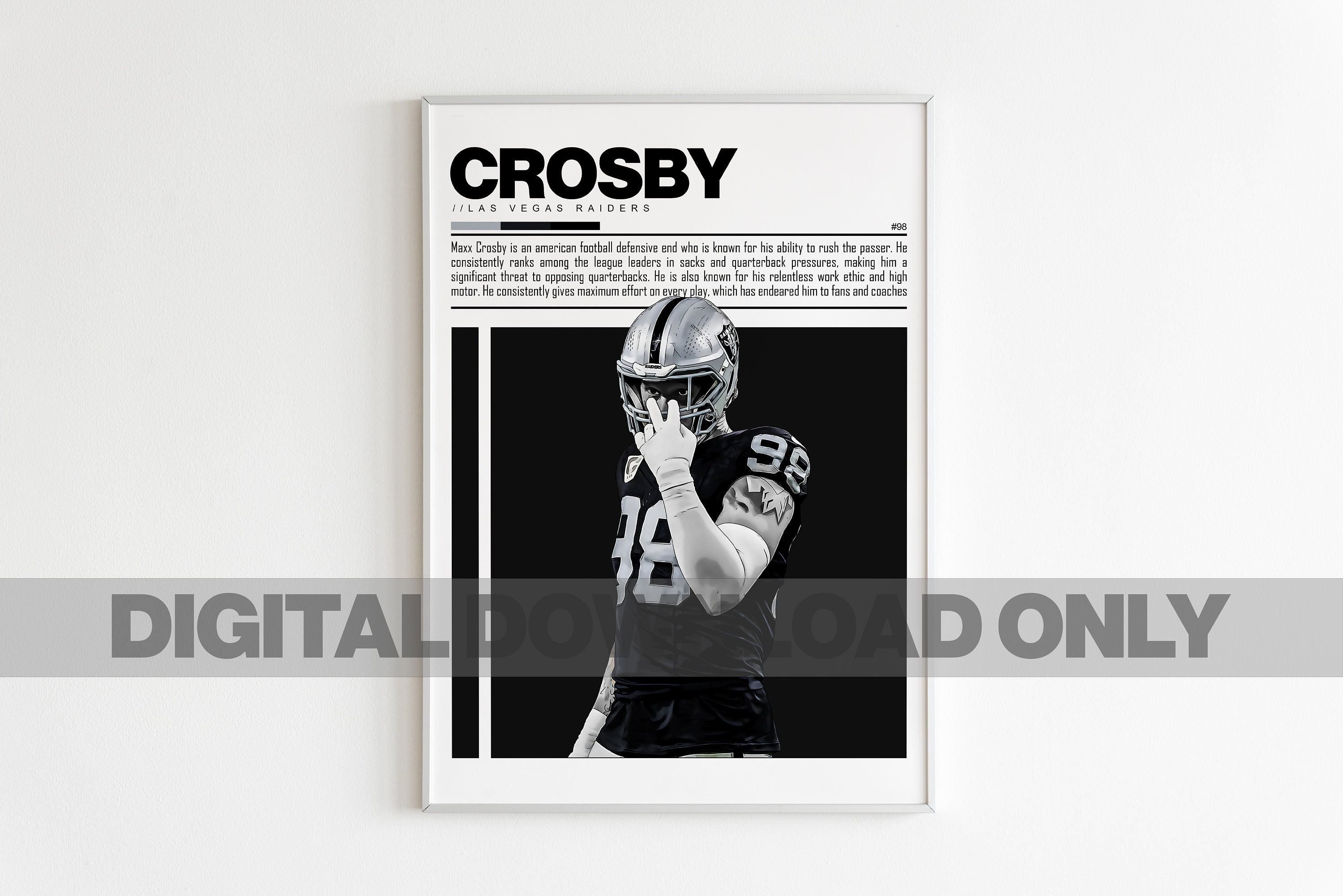 Max Crosby Digital Poster – Football Sports Wall Art, NFL Bedroom or ...