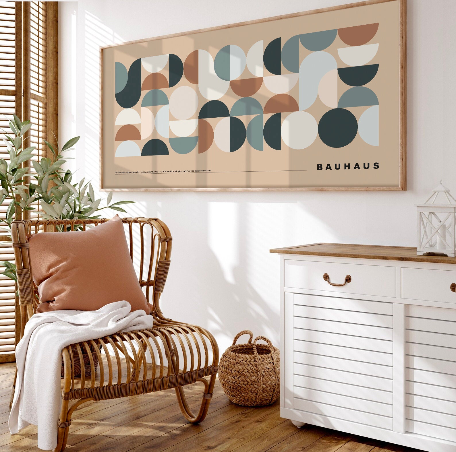 Panoramic Abstract Long Horizontal Wall Art, Mid Century Modern Bauhaus ...