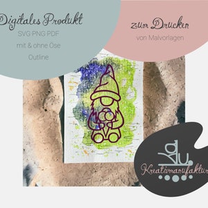 Plotterdatei Wichtel Eis essen digitaler Download als SVG PNG PDF Plott Malvorlage Anhänger ...