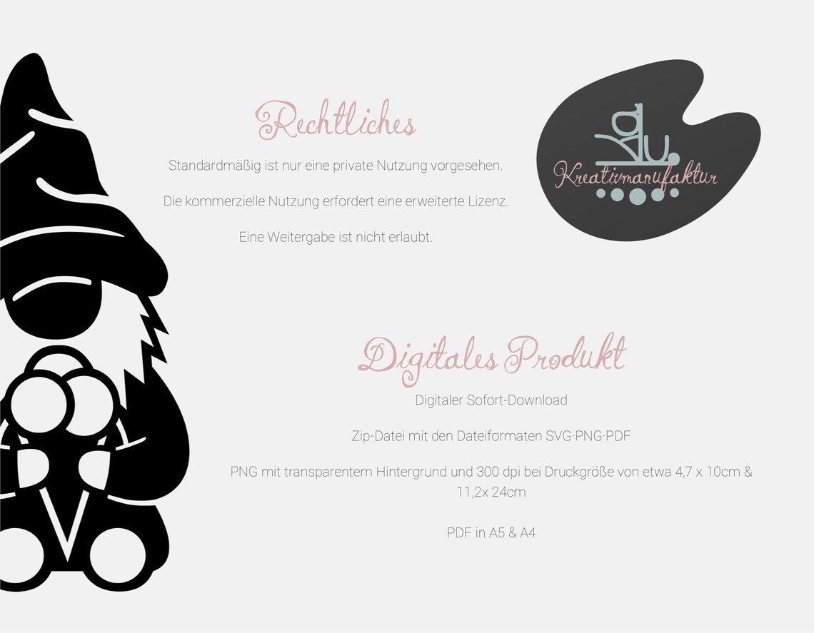 Plotterdatei Wichtel Eis essen digitaler Download als SVG PNG PDF Plott Malvorlage Anhänger ...