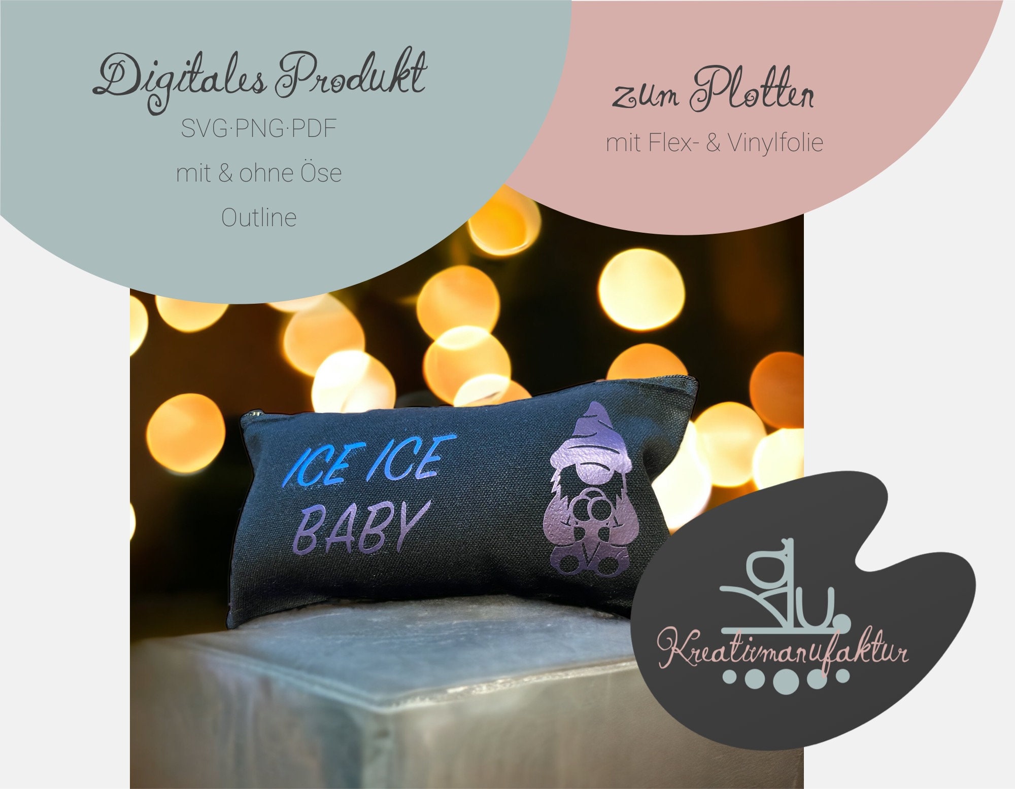 Plotterdatei Wichtel Eis essen · digitaler Download als SVG PNG PDF · Plott Malvorlage Anhänger ...