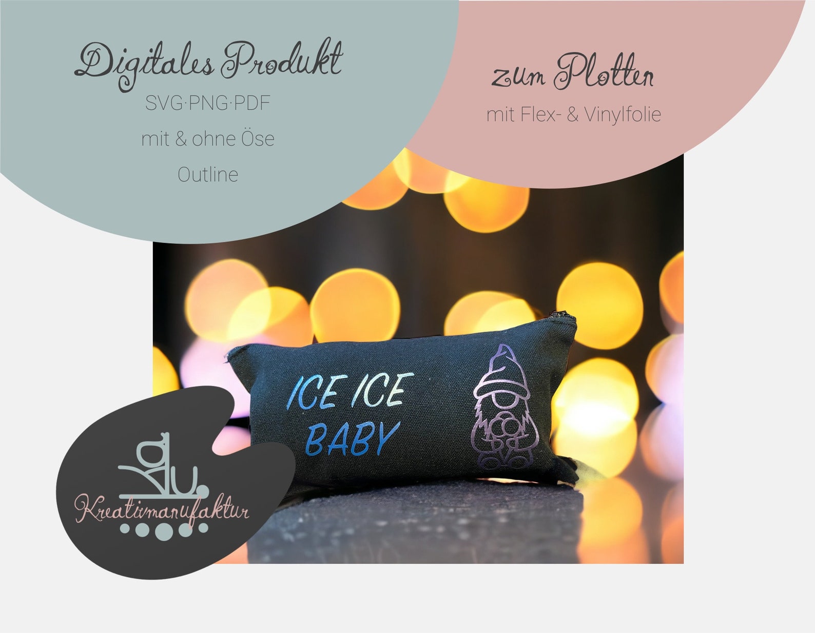 Plotterdatei Wichtel Eis essen digitaler Download als SVG PNG PDF Plott Malvorlage Anhänger ...