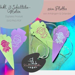 Plotterdatei Wichtel Einschulung digitaler Download als SVG PNG PDF inkl. Schultüten ...