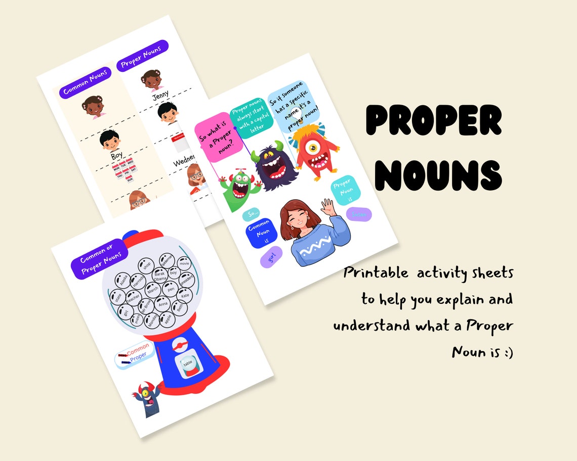 Proper Nouns Printable Activity Sheets:teaching Resource, Preschool ...