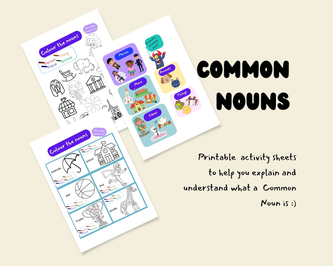 Common Nouns -printable Activity Sheets - Ideal for Early Years ...