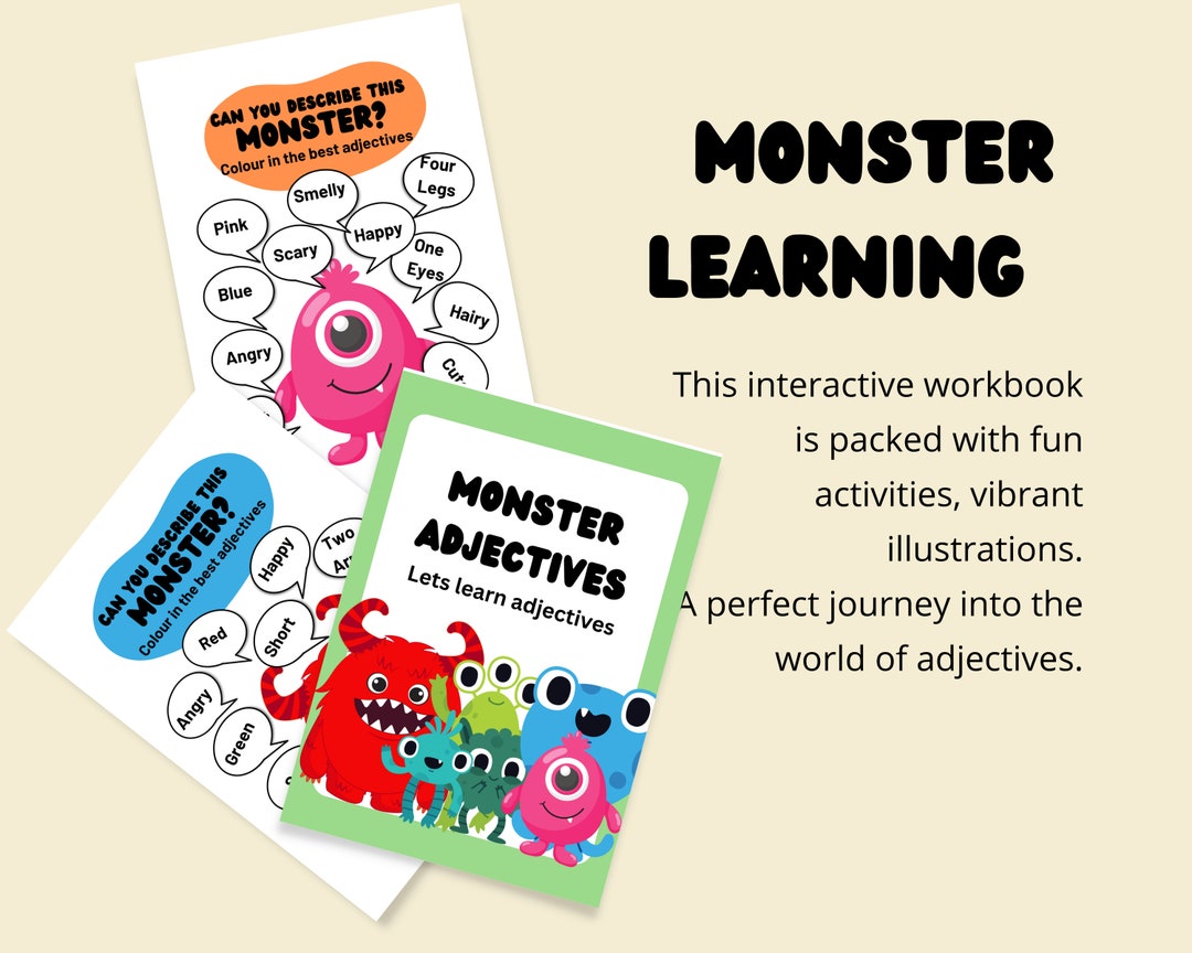 Monster Adjectives:educational Activity, Cute Monsters, Vocabulary ...