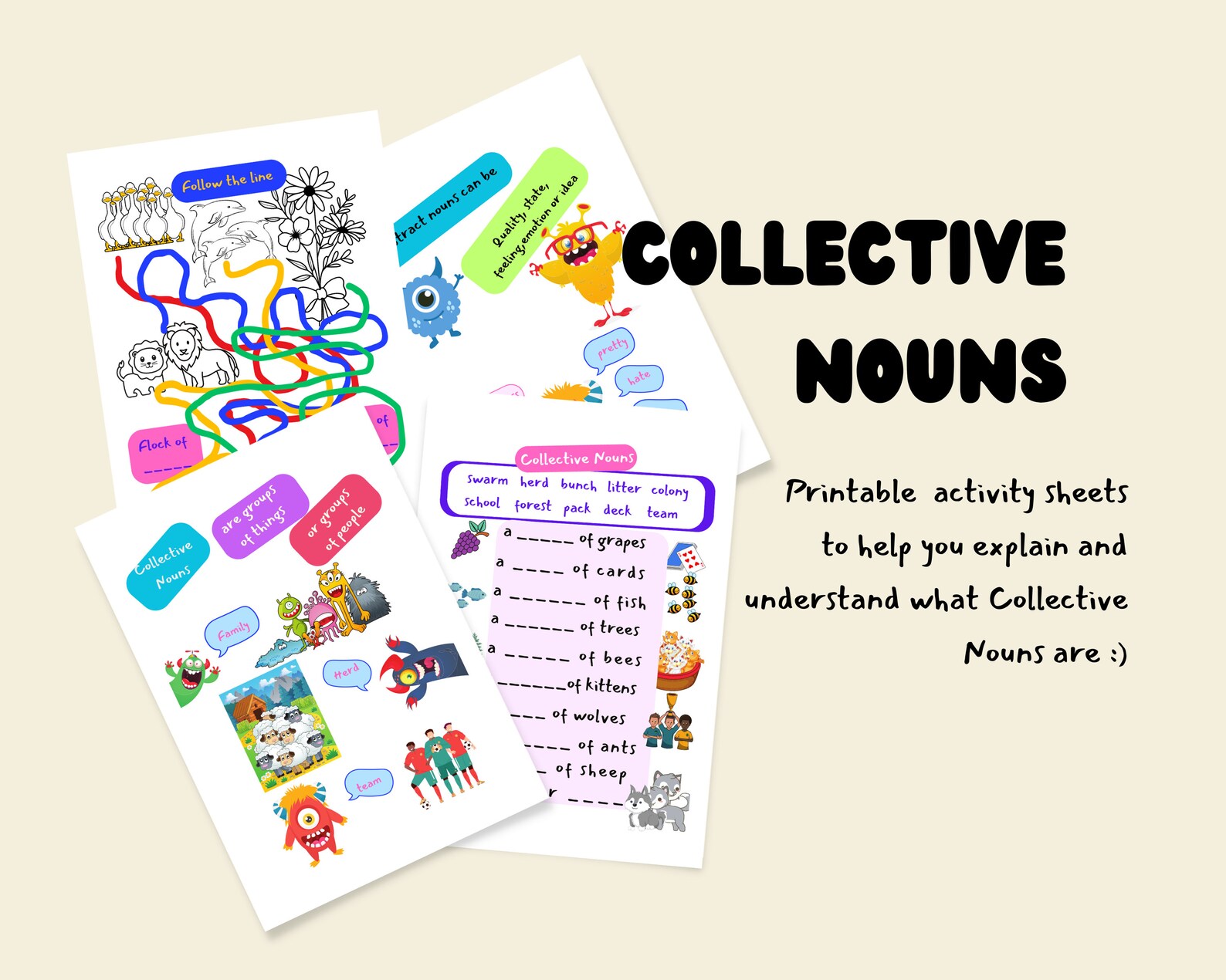 Collective Nouns-printable Activity Sheets Ideal for Early Years ...
