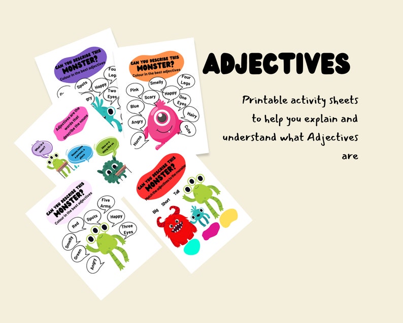 Adjectives -printable Activity Sheets Ideal for Early Years, Preschool ...