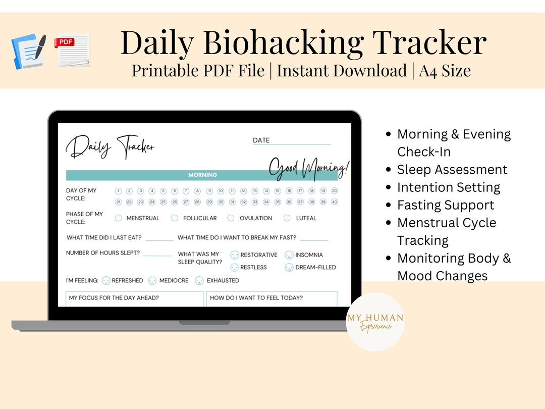 Biohacking Undated Health Digital Planner | Goodnotes Planner | Mood ...