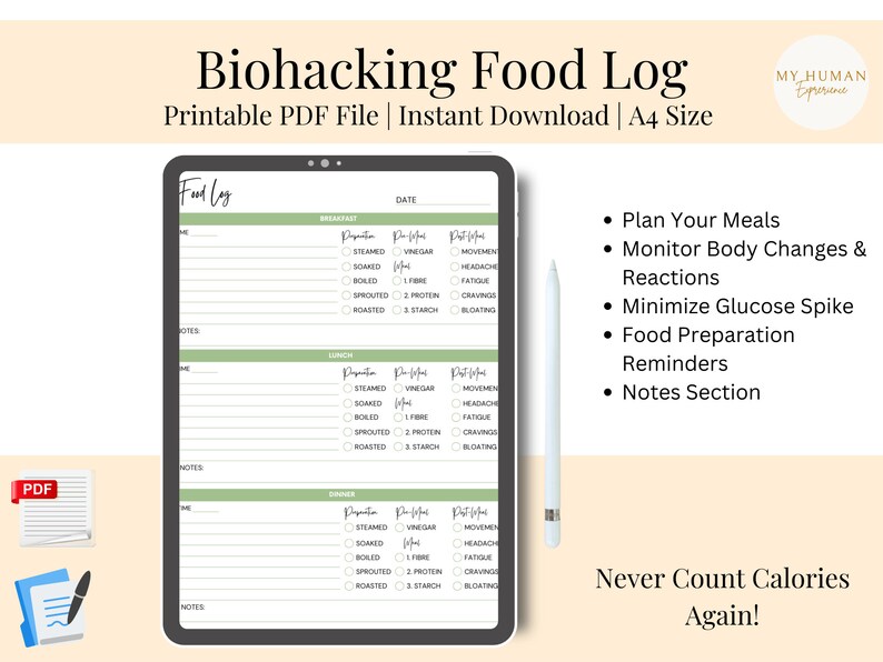 Biohacking | Daily Meal Planner Printable | Meal Prep Planner ...