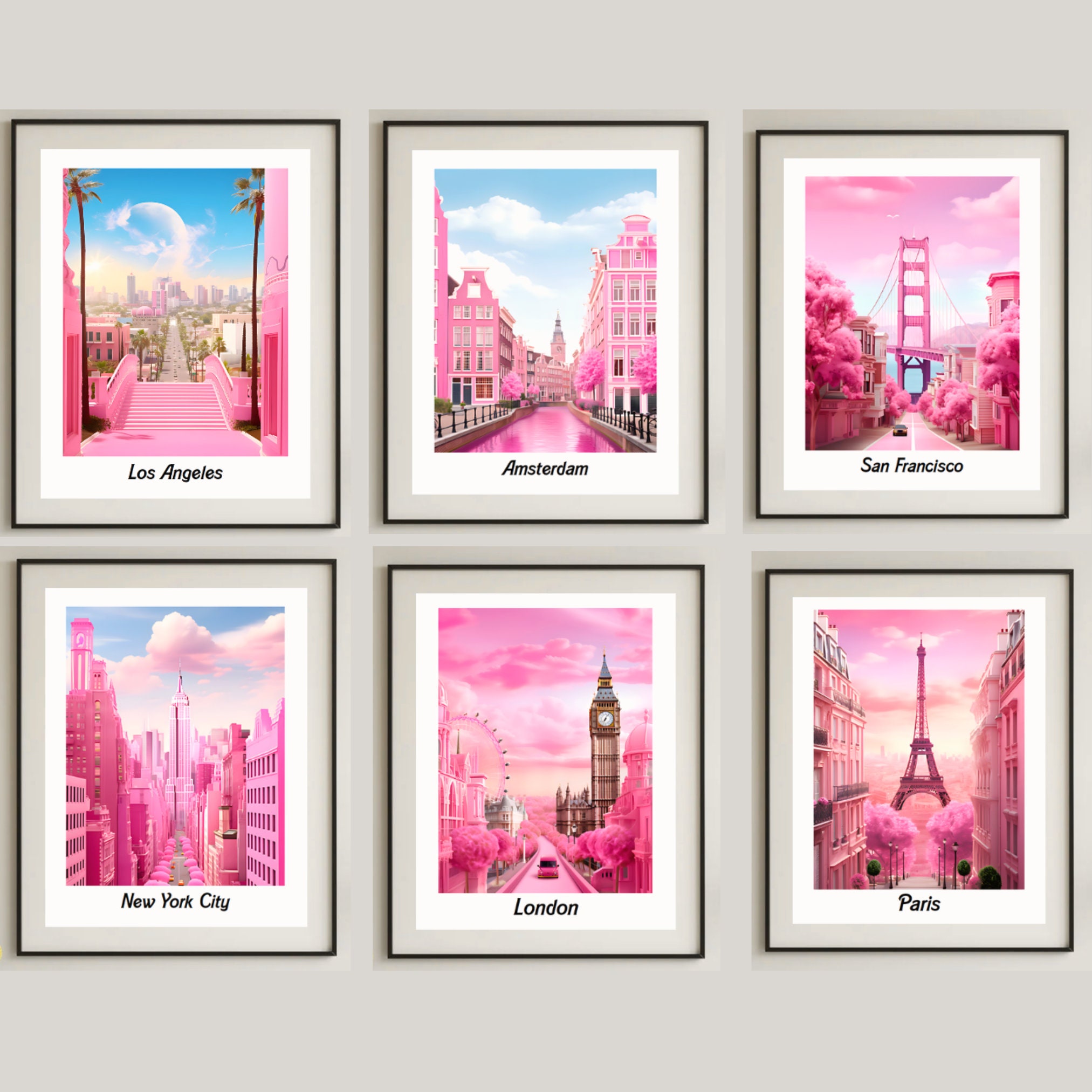 Bundle City Prints | Pink Room Decor | Pink Wall Art | Pink Poster ...