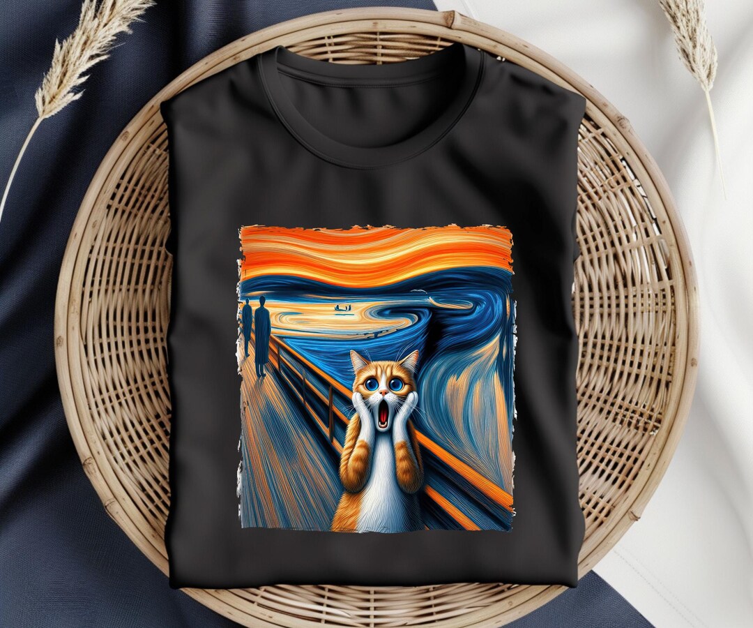 Edvard Munch Scream Cat Tee, Funny Cat Tshirt, Cat Lover Gift, Cat ...