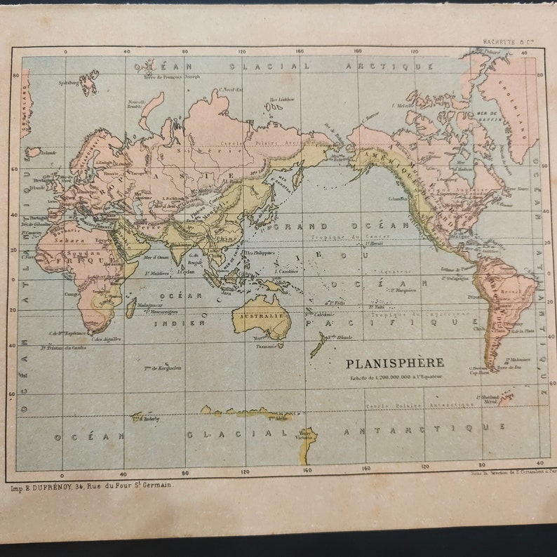 Original Engraving 1882 Planisphere Map - Etsy