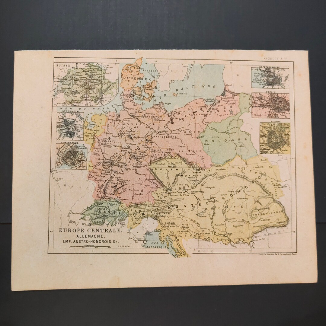 Original Engraving 1882 Central Europe Map - Etsy