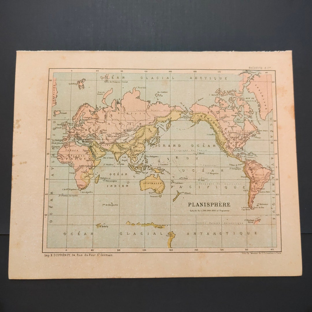 Original Engraving 1882 - Planisphere Map - Etsy