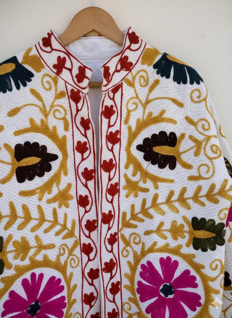 Hand Embroidered Suzani Jacket | Vintage Uzbek Floral Coat - Etsy