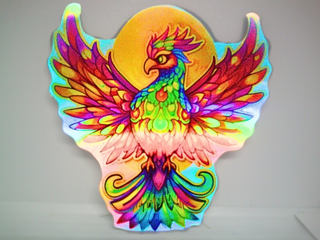 Phoenix Rising: Vinyl Holographic Sticker Trendy & Collectible Fiery ...