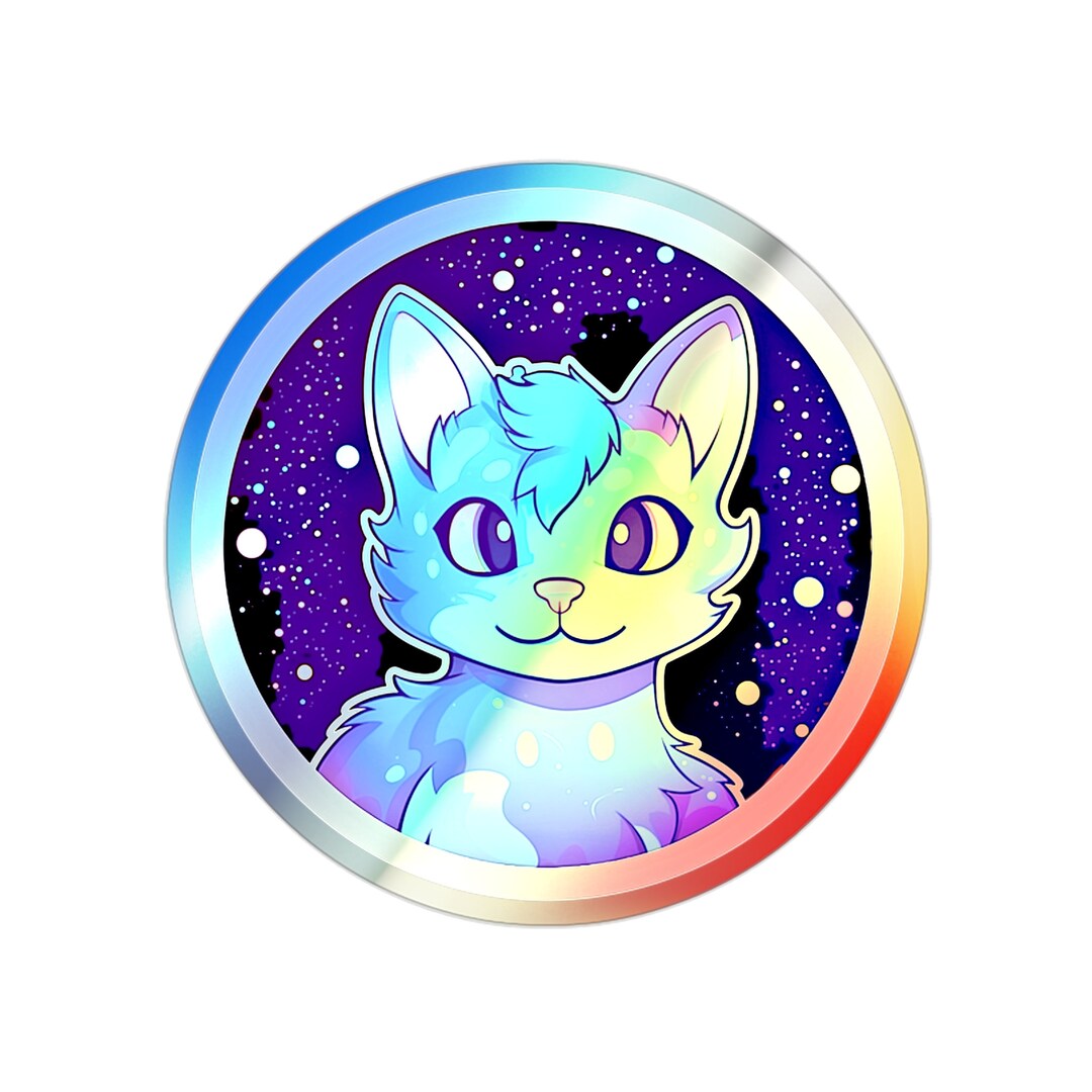 Holographic Galaxy Cat Sticker: Space-themed Decal for Cosmic - Etsy