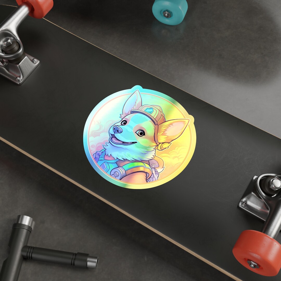 Fireman Corgi Holographic Sticker: Heroic Dog in Helmet & Gear - Etsy