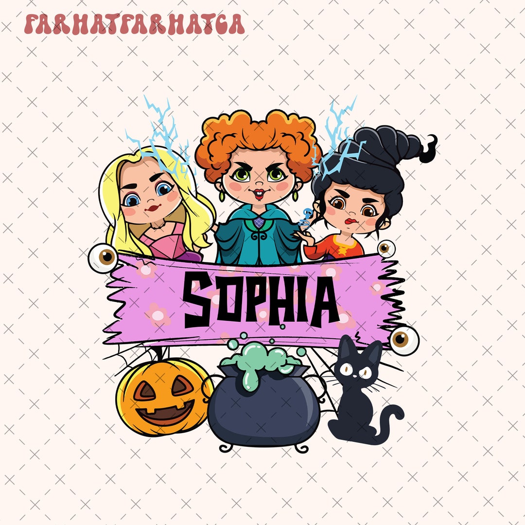 Custom Kids Name Hocus Pocus Png, Cute Sanderson Sisters Halloween Png ...