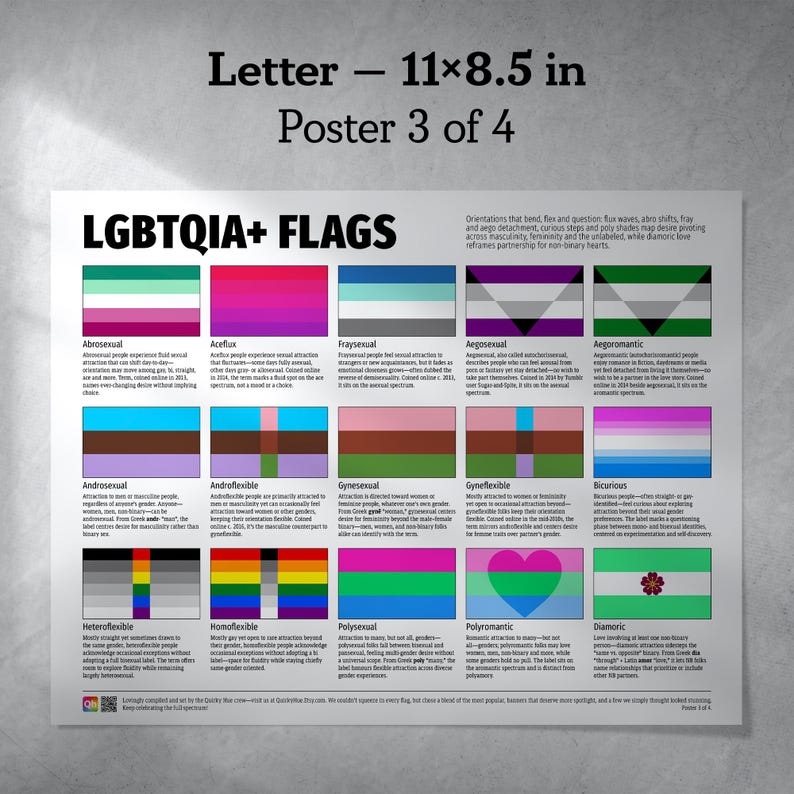 Printable LGBTQ Pride Flag Posters – Digital Download A4 / Letter – 60 ...