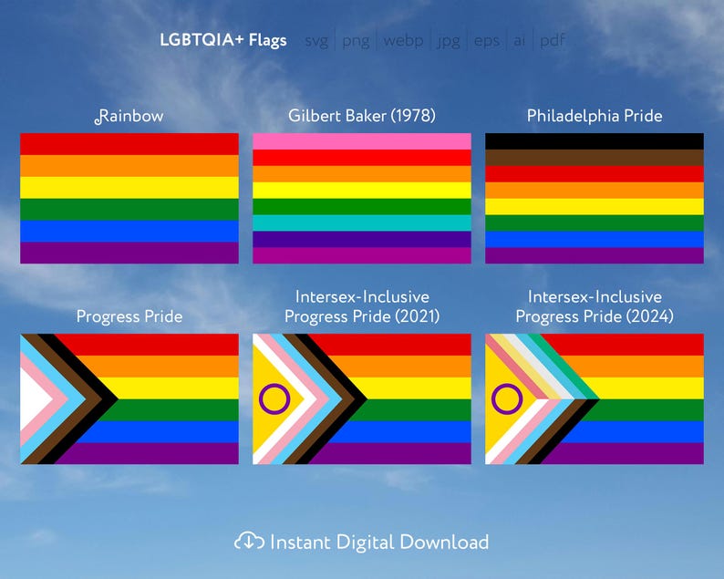 60 Pride Flags SVG Bundle, LGBTQIA Clipart, 2026 Updated (digital ...