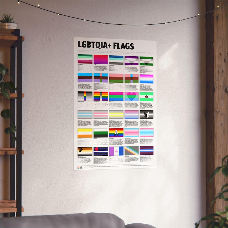 LGBTQ Pride Flag Posters Set of 2 – 60 Inclusive LGBTQIA+ Flags Wall ...