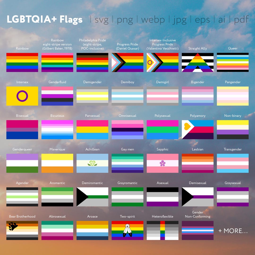 60 Pride Flags Clipart Bundle: LGBTQIAP+ Designs (digital Download ...