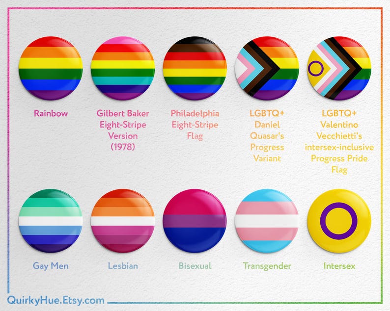 LGBTQIA+ Pride Pin Button | 50 Pride Flags Available | 3 Sizes | Queer ...