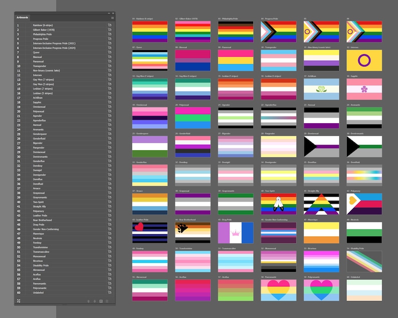 60 Pride Flags SVG Bundle, LGBTQIA Clipart, 2026 Updated (digital ...