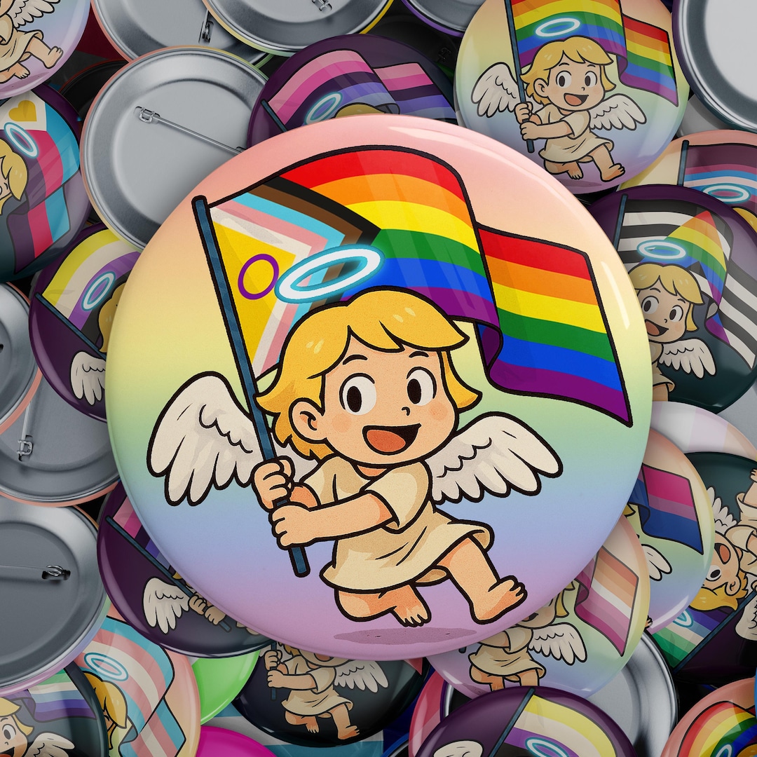 Angel Pride Pin | Custom LGBTQIA+ Flag Button - Etsy