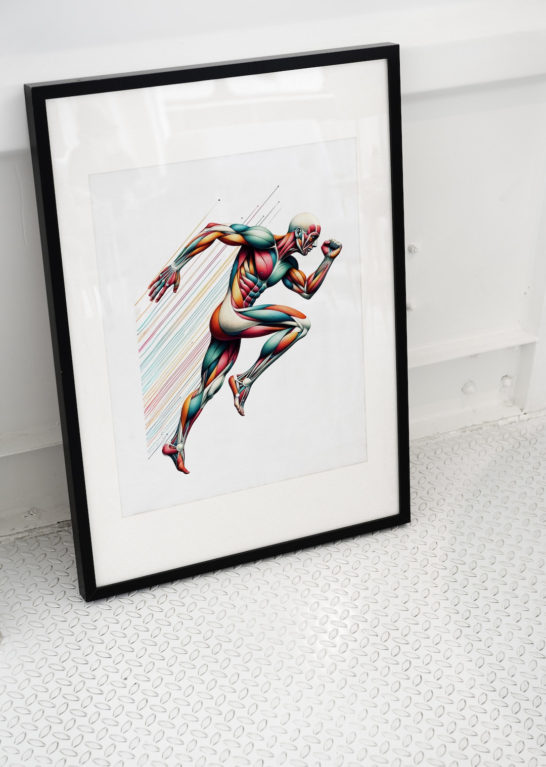 Colorful Poster Athletic Human Body in Motion, Musculature ...