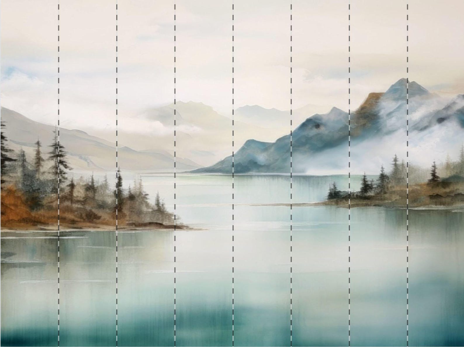 Panoramic Wallpaper "natural Escape: Mountain and Lake Mural in ...
